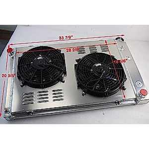 Aluminum Radiators for 1973-1991 Chevy C10 C20 K10 K20 Silverado Scottsdale Truck 5.7 7.4 V8 Pickup K5 Blazer 3 Row Radiator with Electric Fan Shroud Kit Radiador