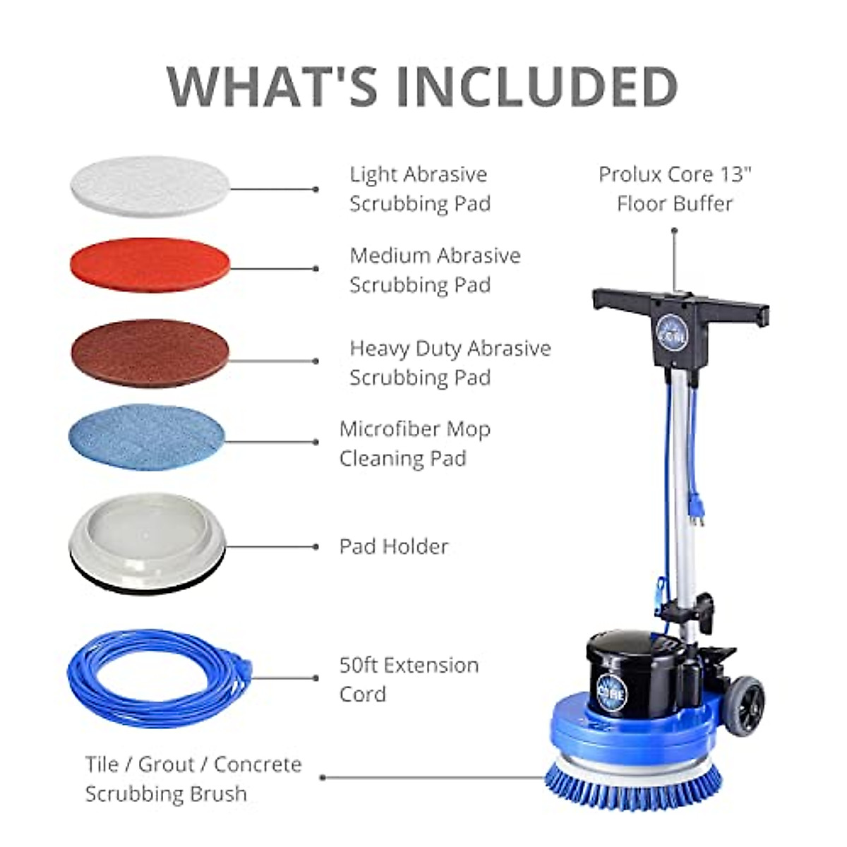 Prolux Core Floor Buffer - Heavy Duty Single Pad Commercial Floor Polisher and Tile Scrubber