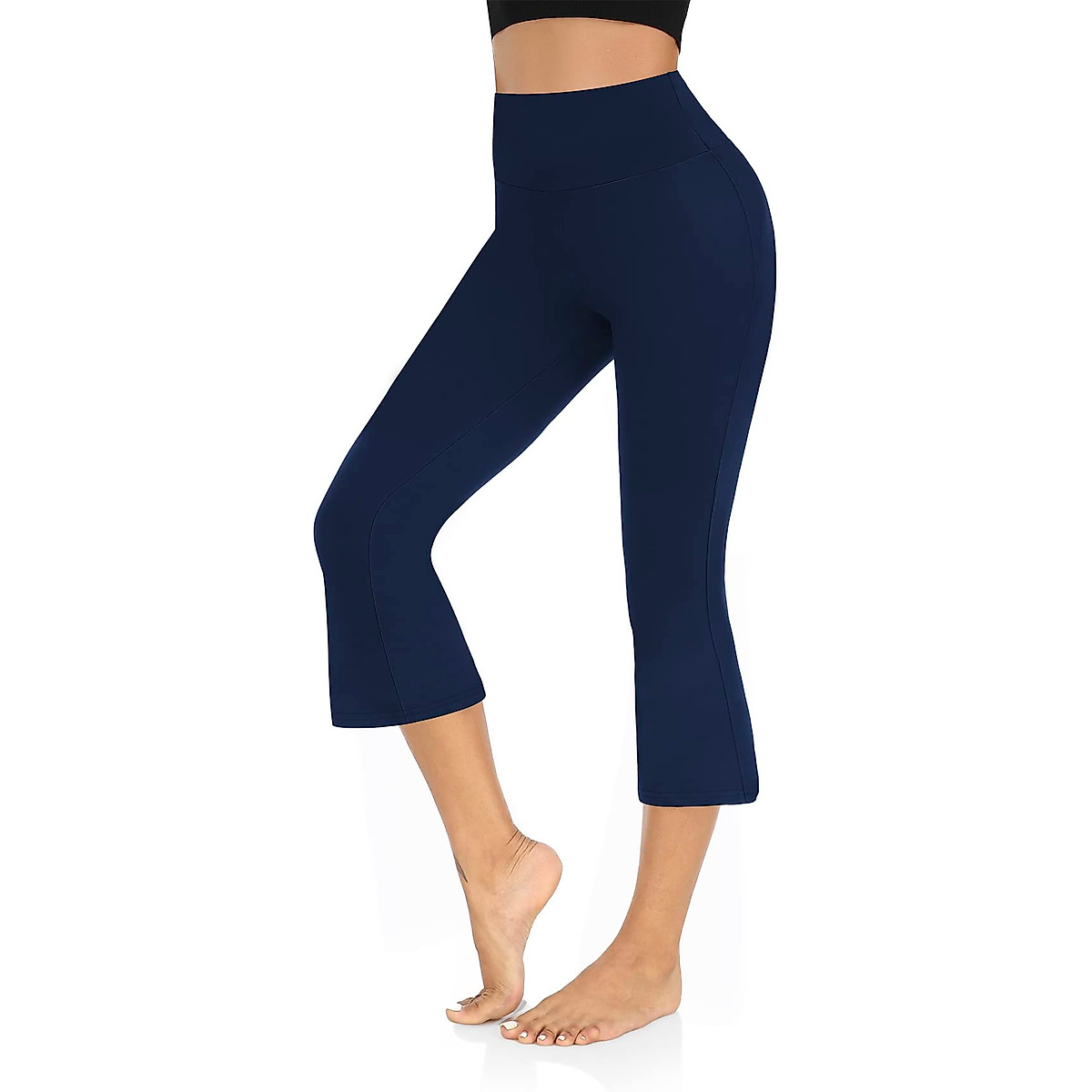 Aoliks Women’s Bootcut Capri Yoga Pants - Capri Flare Leggings for Women High Waist Tummy Control Workout Dress Cropped Pants