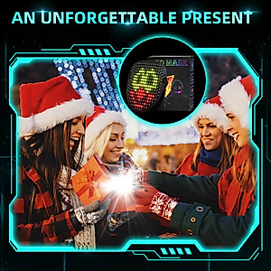 Ompusos LED Mask with Gesture Sensing Transforming Light Up Face Mask for Halloween Rave, Birthday and Masquerade Parties