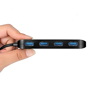 USB 3.0 Hub Splitter - USB Extender 4 Port USB Ultra Slim Data Hub with Individual Power Switch and LED for Laptop, Computer, PC, Thumb Driver and More
