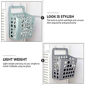 Hemoton 2pcs Hanging Plastic Laundry Basket Foldable Laundry Hamper Bag Collapsible Dirty Clothes Storage Container for College Dorm Bathroom Bedroom Random Color