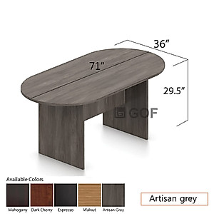 GOF 6FT, 8FT, 10FT Conference Table & Chair (G3915B) Set, Dark Cherry, Espresso, Artisan Gery, Mahogany, Walnut (6ft Table Only, Artisan Grey)