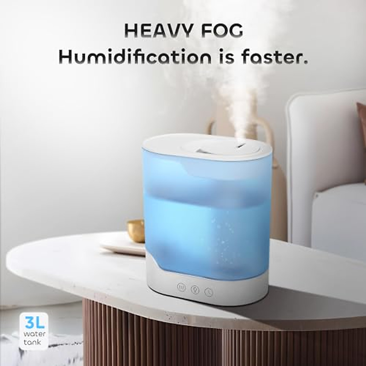 YOGIN humidifiers for Bedroom, 3L Ultrasonic Cool Mist Humidifiers for Home Baby NTop Fill Smart Air Humidifier Runs for up to 40 Hours