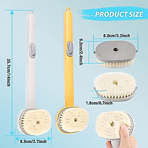 2Pcs Long Handle Bath Massage Cleaning Brush with Soap Dispenser, Body Brush Back Scrubber Storable Body Wash, Exfoliating Bath Brush, Cleaning Massage Brush