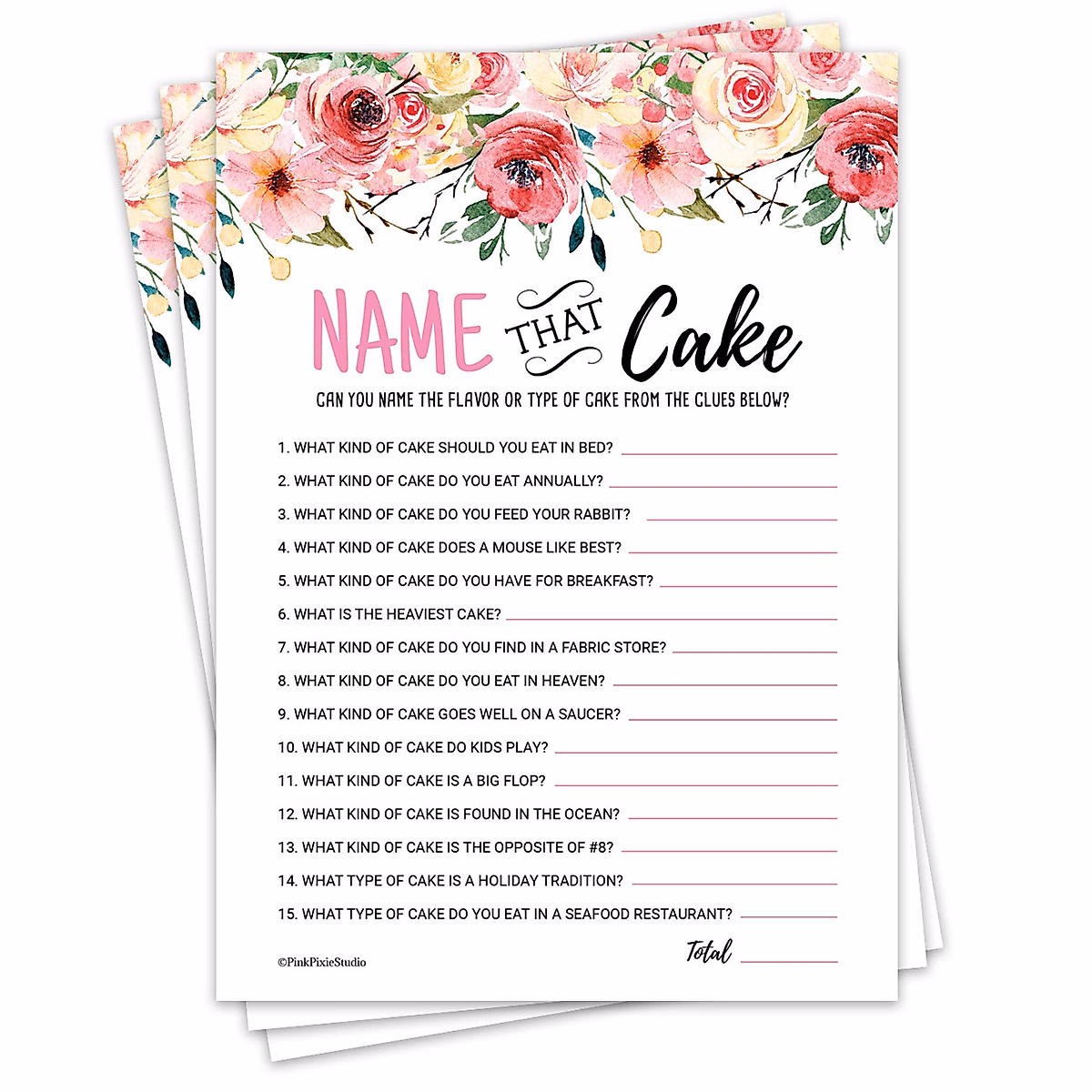 30 Name That Cake Game Cards- Bridal or Baby Shower, Birthday, Gender Reveal, Engagement or Bachlorette Party- Fun, Easy Activity for Women, Men, and Kids