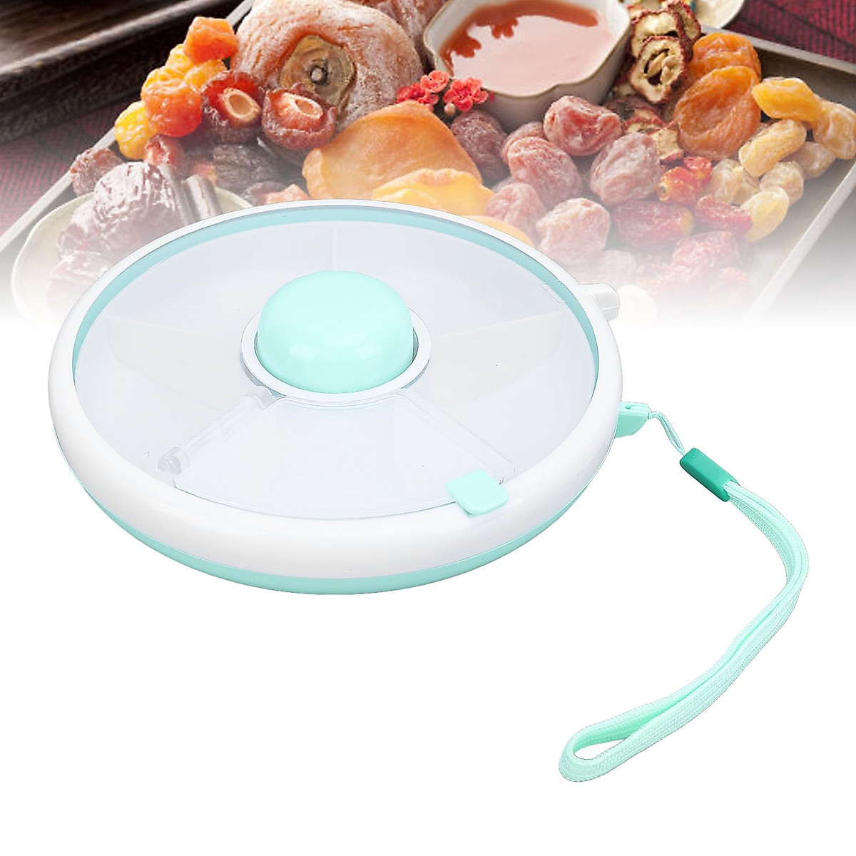 Yechiry Kids Snack Spinner, 360° Rotating Snack Storage Containers, Large Capacity Leakproof Kids Fruit Storage Box Bundle with 5 Compartment Dispenser and Lid for Home Travel