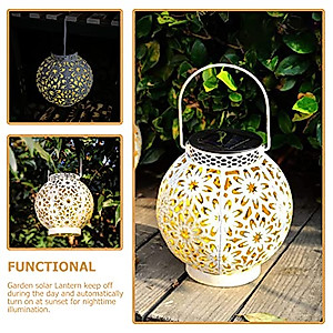 YARNOW Led Solar Lantern Light Outdoor Solar Hanging Lanterns Farmhouse Decor Lamp Round Cordless Lantern for Garden Yard Landscape