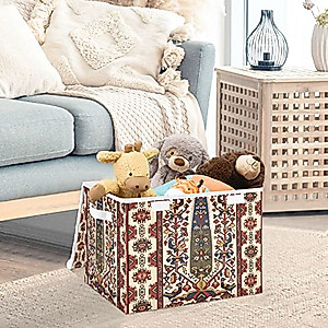 linqin Home Storage Bins Storage Containers for Fabric Tribal Pattern Towel Chests 12x12x16