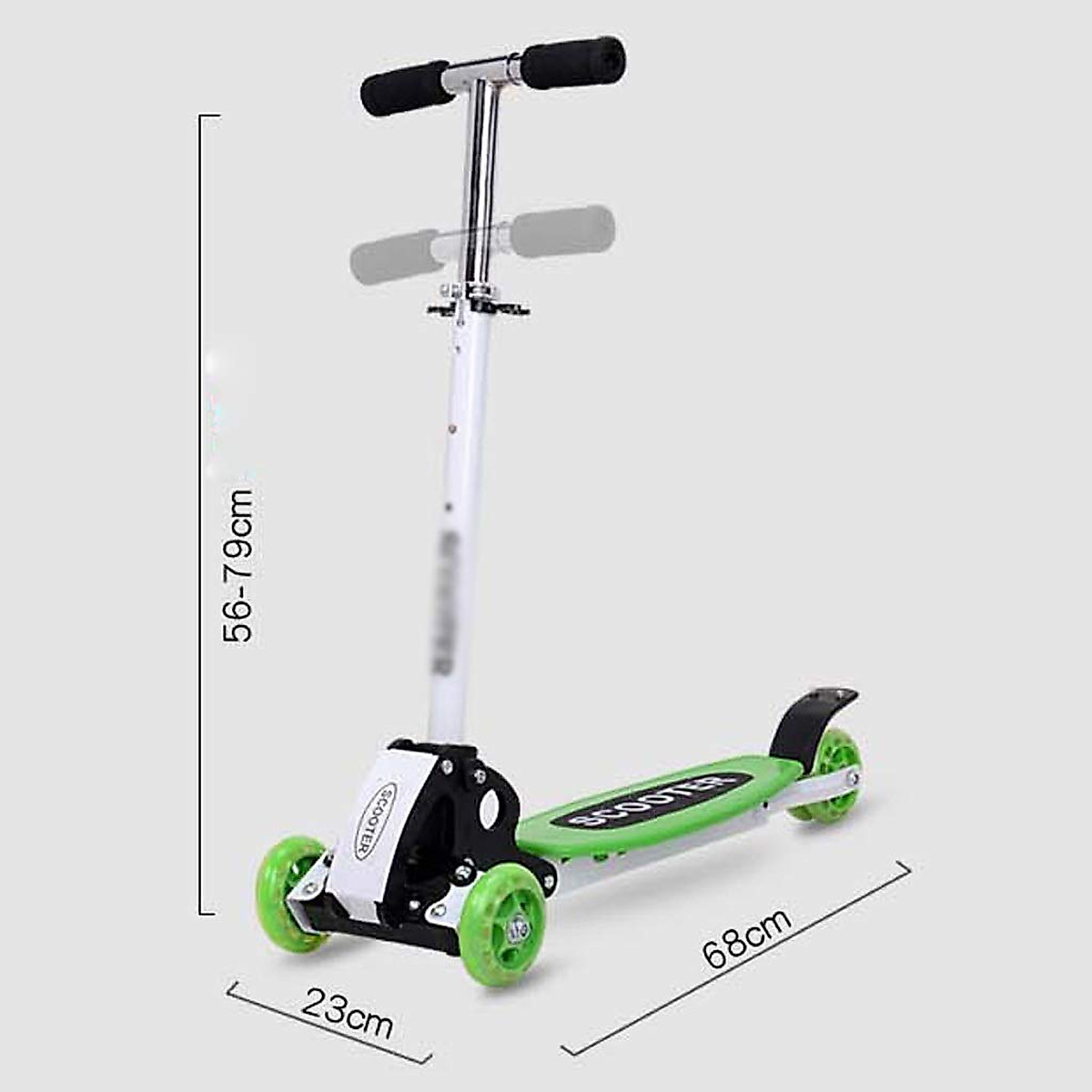 Ygqtbc Foldable Children's Scooter Yo-Yo Iron Bicycle PU Can Lift Three-Wheeled Scooter Scooter Swing