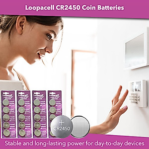 LOOPACELL CR2450 3V Lithium Battery (Pack of 20) - High Capacity Coin Cell Batteries