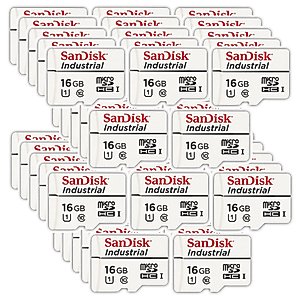 SanDisk Industrial 16GB Micro SD Memory Card Class 10 UHS-I MicroSDHC (Bulk 50 Pack) in Cases (SDSDQAF3-016G-I) Bundle with (1) Everything But Stromboli Card Reader