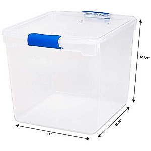 HOMZ Heavy Duty Modular Clear Plastic Stackable Storage Tote Containers with Latching and Locking Lids, 31 Quart Capacity, 12 Pack