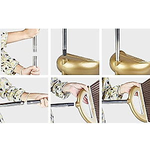 LTHTX 35" Long Handled Outdoor Dustpan and Brush Set, Foldable Broom Cleaning Set for Schools Hotel Hospital Upright Sweep (gold-2set)