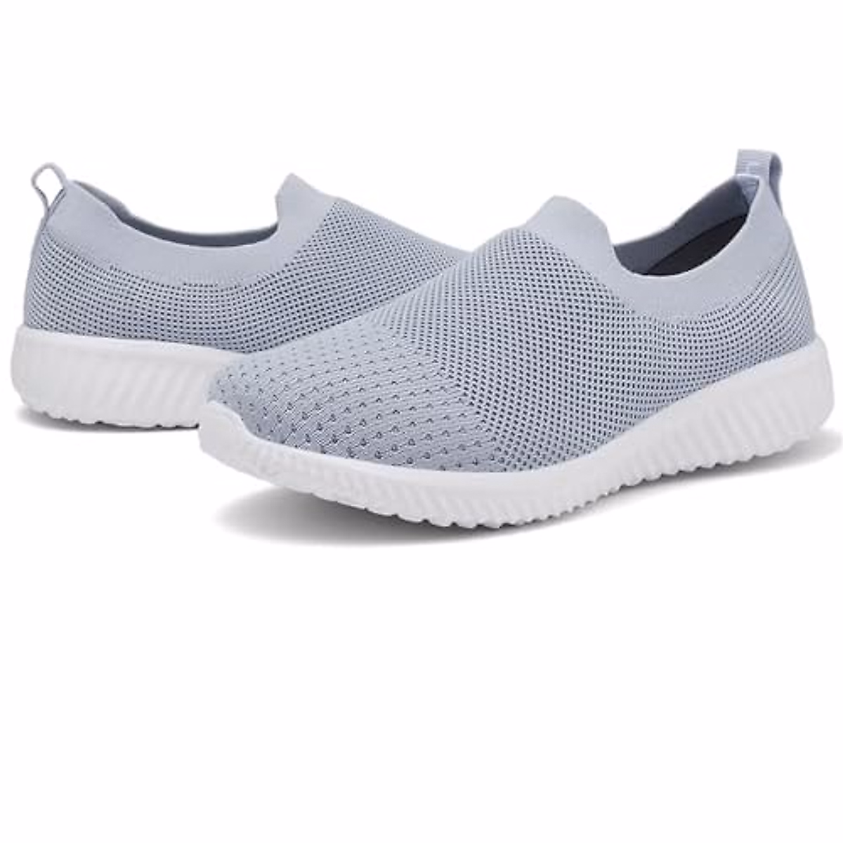 LANCROP Women's Sock Walking Shoes-Comfortable Mesh Slip on Tennis Wide Gym Sneakers 9 US, Label 40 Grey