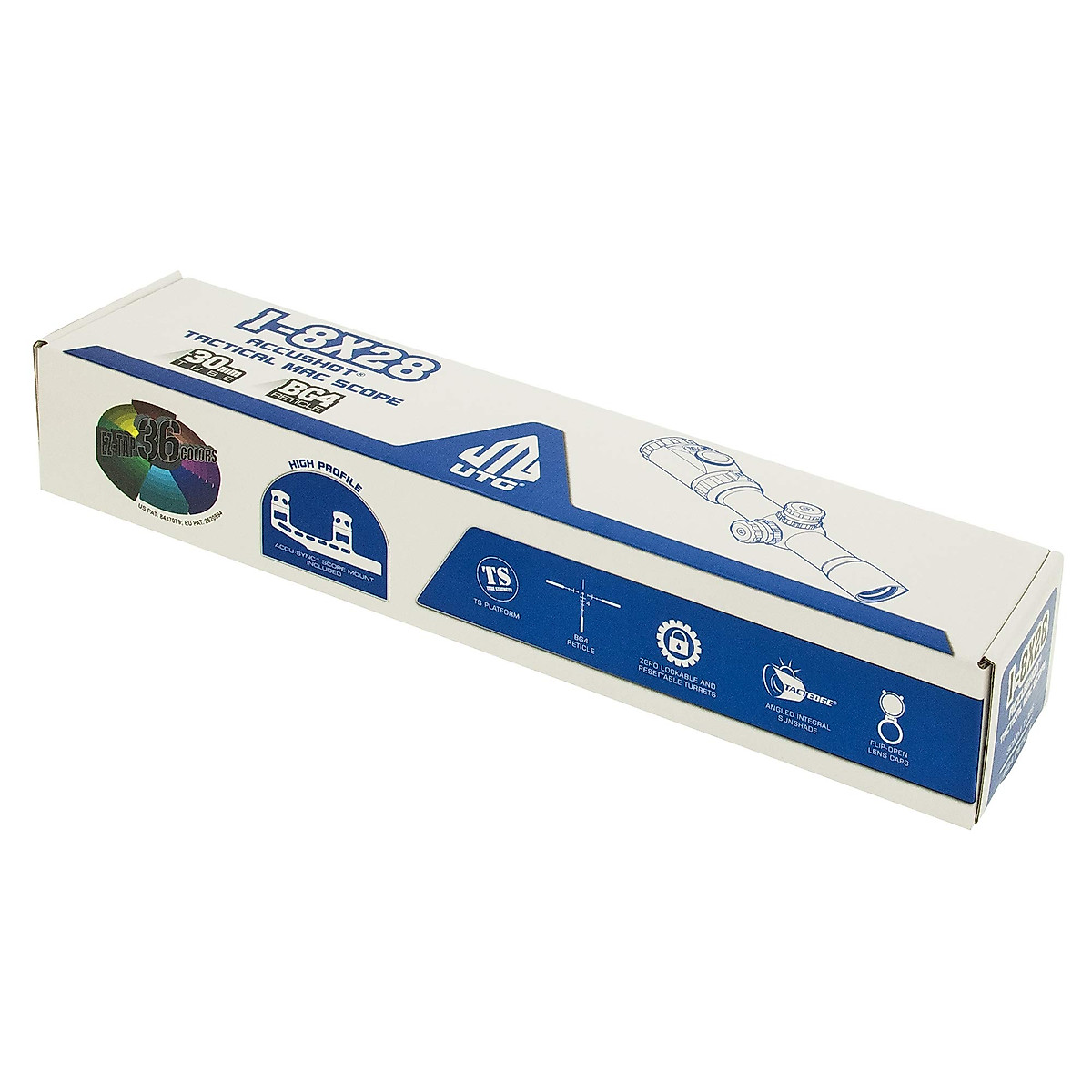 UTG Leapers Inc 1-8x28mm 30mm MRC Scope, IE, BG4 Reticle, with ACCU-SYNC, Black (SCP3-18IEBG4)