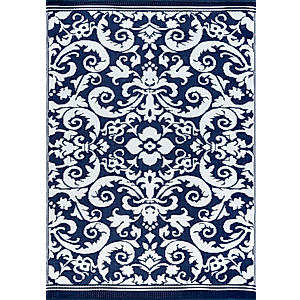 Reversible Plastic Straw, Water Resistant Outdoor Rug 9x12 for Patio, Deck, Porch, Camping, RV | Fade Resistant Outside Area Rugs for Patios | Size 8'10'' x 11'10''