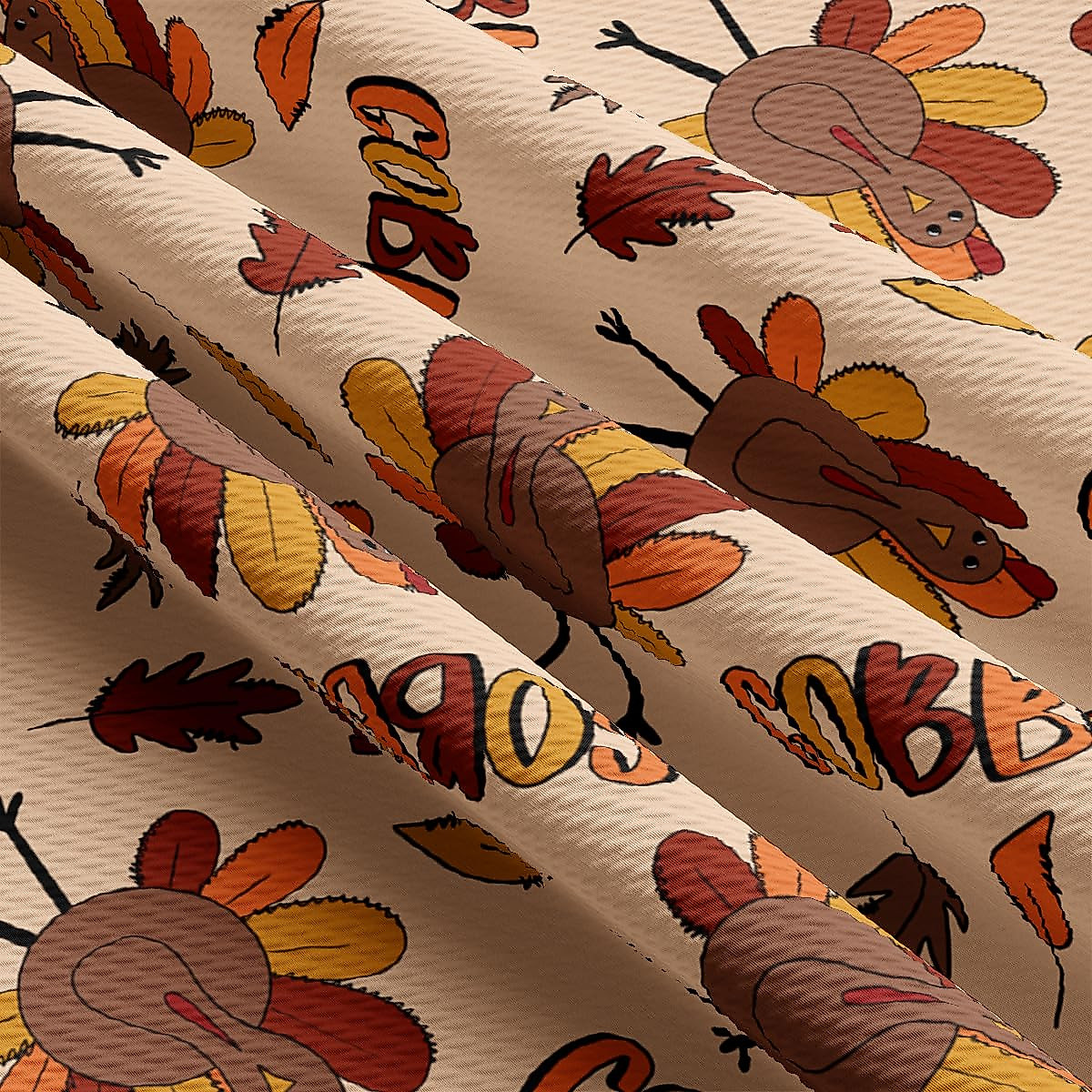 Thanksgiving Turkey Gobble Fall Autumn Bullet Textured Fabric by The Yard Stretch Liverpool - 1 Yard Fabric for Bows Clothes Sewing (AA1942)