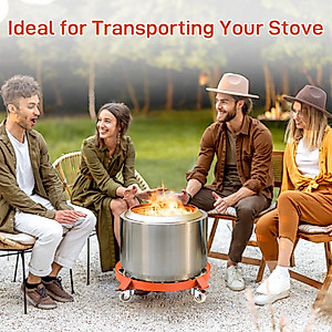 55 Gallon Drum Dolly, Heavy Duty Barrel Dolly with 4 Caster Wheels, 1000 LBS Capacity Trash Can Dolly Non-tipping Hand, Orange Steel Frame Dolly