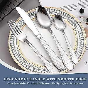 24 Pieces Silverware Set, Stainless Steel Flatware Set with Holder,Mirror Polished Utensils Set Service for 6,Durable Kitchen Eating Tableware Set,Include Fork Knife Spoon Set,Dishwasher Safe (Silver)