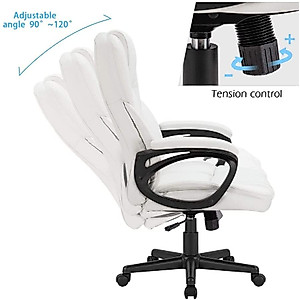 LETREM Office Chair Ergonomic for Lumbar Support Task Swivel,Ergonomic Executive Chair with Arms and Wheels Dining Room Computer Chair Learning Desk Chair Meeting Chair A/White/One Side