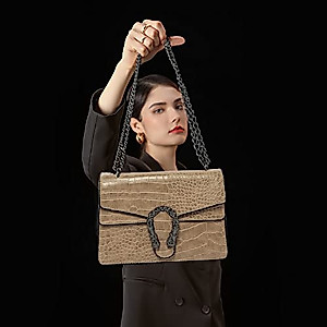 Crossbody Bags For Women Snake Print Clutch Purses Cross Body Evening Handbag Chain Strap Shoulder Satchel