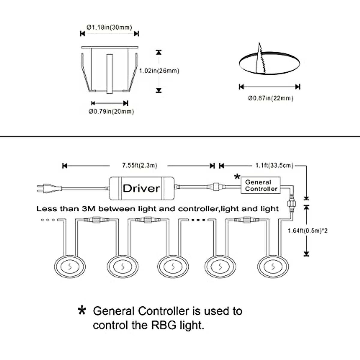 CISLAN LED Deck Stair Lights, 12 Pack Φ1.18in Warm White Stainless Steel and PC Stair Light Low Voltage 12V IP67 Waterproof Outdoor Landscape Lighting for Outside Garden Step Yard Lawn