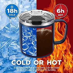 HAUSHOF Navy Blue 14 oz Coffee Mug and 6PC Kitchen Knife Set