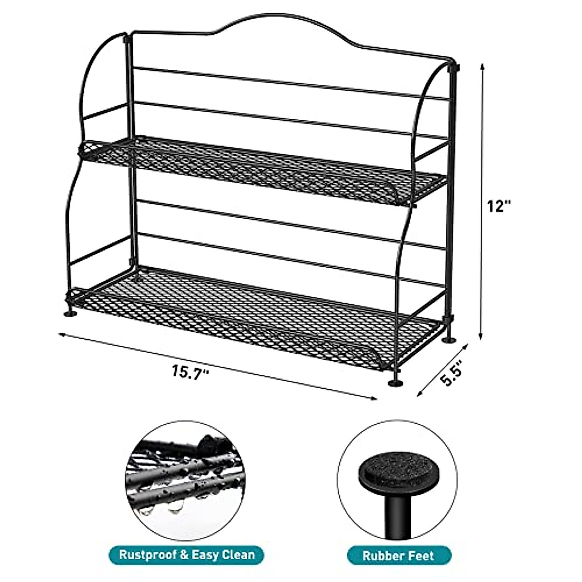 Cisily Bathroom Counter Organizer, Countertop Organizer and Storage Bedroom, 2-Tier Kitchen Spice Rack Shelf Organization, Room Makeup Desk Sink Care Organizer