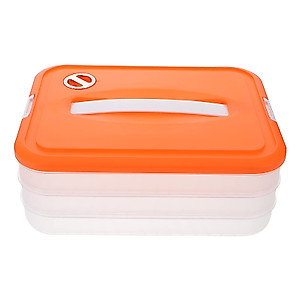 Angoily Refrigerator Organizer Bins, 3-Layer Plastic Food Storage Containers with Lids, Stackable Food Organizer Keeper for dumplings, Vegetables, Meat, Fish