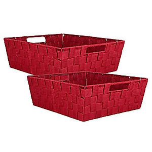 DII Woven Nylon Trapezoid Storage Bin, for Home, Office, Closets, & Everyday Storage Needs, Red, Tray