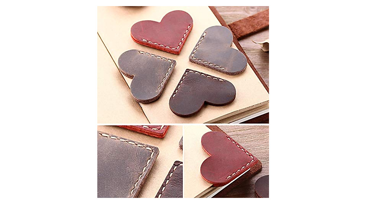 Vintage Leather Heart Bookmark - Cute Page Corner & Gift Idea
