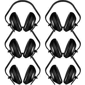 6 Pcs Adjustable Safety Ear Muff Protector Noise Reduction Ear Protection Sound blocking Earmuffs Hearing Protection Ear Muffs Noise Headphones for Hunting Shooting Construction Woodworking (Black)