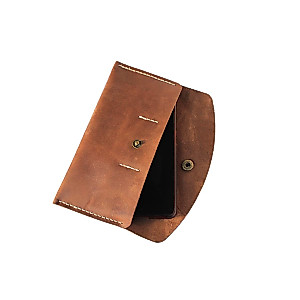 Handmade Leather Wallet with Card Slots, Coin Pocket, Large Capacity Long Envelope Wallet Tan Brown