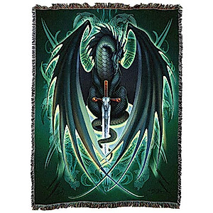 Pure Country Weavers Skull Blade Blanket by Ruth Thompson - Gift Dragon Fantasy Tapestry Throw Woven from Cotton - Made in The USA (72x54)
