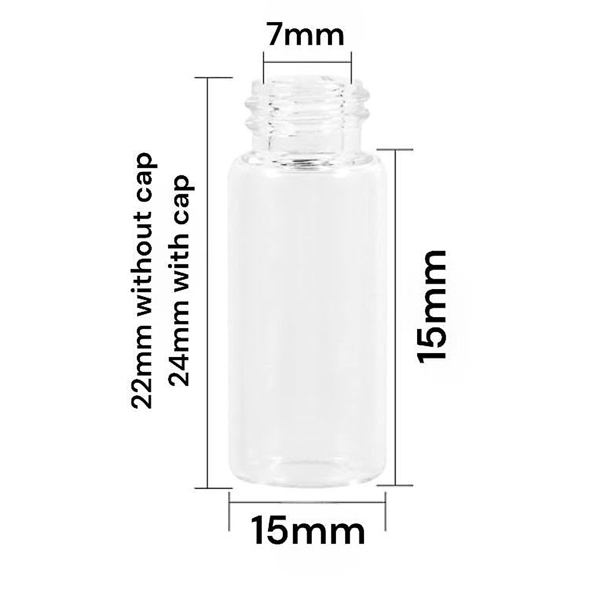 [144 Pack] 1.5 ml Glass Vials, High Grade Borosilicate Glass Empty Vials with Caps, Small Liquid Sample Clear Vial, Black Closed Top Screw Caps with PE Liner (0.4 Dram)