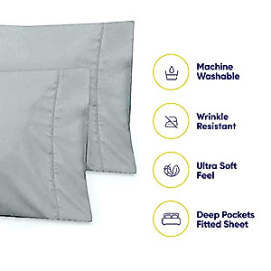 Twin Size Bed Sheets - 4 Piece 1500 Supreme Collection Fine Brushed Microfiber Deep Pocket Twin Sheet Set Bedding - 1 EXTRA PILLOW CASES, GREAT VALUE, Twin, Porclain Blue