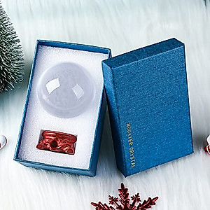 Modaier Crystal Ball 80mm Crystal Ball with Wooden Stand and Gift Box for Magic,lensball Photography,Family Decorative,Fortune Teller,Feng Shui,Witchcraft,Witchy Gifts,Witch Decor,and Halloween Decor