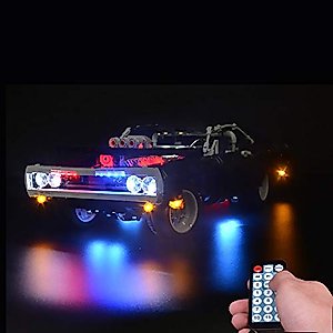 LED Light Kit for Lego 42111 Technic Fast and Furious Dom's Dodge Charger Building Model Building Blocks (Not Include Lego Model) (RC Upgraded Version)