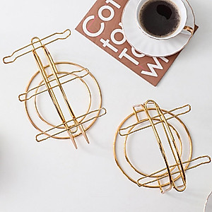 Home Storage Mug Hooks Stainless Steel Wire Rack Display Stand Service for Tea Cups, Gold Metal Stand for Coffee Cups and Saucers(B)