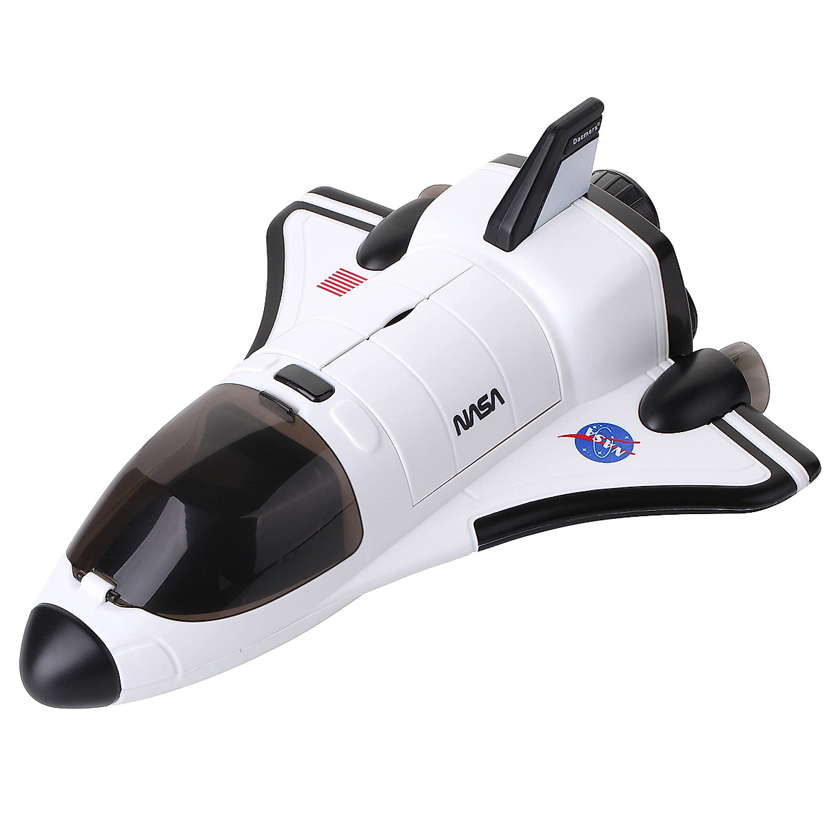 Dazmers Space Shuttle Toy - Kids Spaceship with 2 Astronaut Figures, Mechanical Arm and Rover - Rocket Ship Lights Up with Blast Off Sound Effects - Fun Space Toys for Children, Boys and Girls