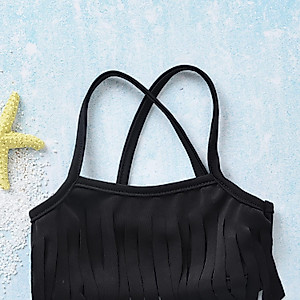 Toddler Infant Baby Girls Swimsuit Leopard Tassels Bikini Two Pieces Bathing Suit Summer Beach Outfits Set (Leopard, 0-6 Months)