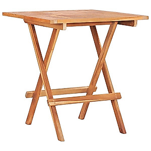 vidaXL Solid Teak Wood Bistro Table - Foldable Patio Furniture for Outdoor/Indoor Use, Brown, Space-Saving Design, 23.6"x23.6"x25.6"