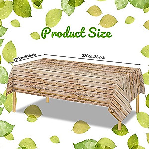 VGMANNTA 3 Packs Wood Grain Tablecloths Wood Print Table Covers, Rustic Disposable Rectangular Table Cloth Plastic Tablecover for Rustic Wedding Baby Shower Cowboy Party Decoration