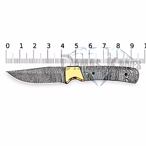 Custom Handmade Damascus Steel Blank Blade for Knife Making With Brass Bolster Model HB 02