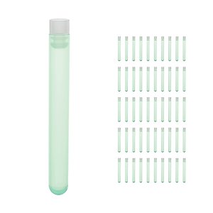 ULAB Plastic Test Tubes with Flange Stoppers, 50pcs of Dia.16x125mm Macaroon Party Tubes Shot Glasses, Green Color, 50pcs PE Flange Stoppers, Dia.16mm, Nature Color, UTT1017