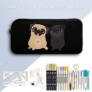Funny Pugs Dogs Pencil Case Makeup Bag Big Capacity Pouch Organizer for Office College