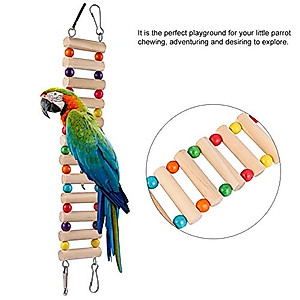 POPETPOP Bunny Toys Bird Ladder Parrot Toys - Natural Wood Step Ladder Swing Bridge for Pet Hamster Parakeet Trainning Playing Birds Cage Accessories Rabbit Toys
