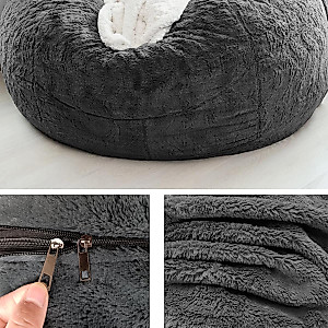 Halatua Bean Bag Sofa Cover (Dark Gray, 6FT(D153*H65cm) ONLY Cover)