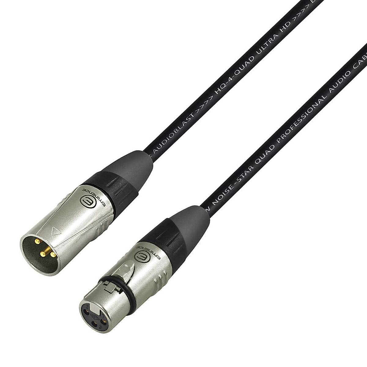 Audioblast - 2 Units - 3 Foot - HQ-4 - Star Quad Balanced Male to Female Microphone Cables with Eminence E311 & E312 Gold XLR Connectors – UV Protected & Road Ready